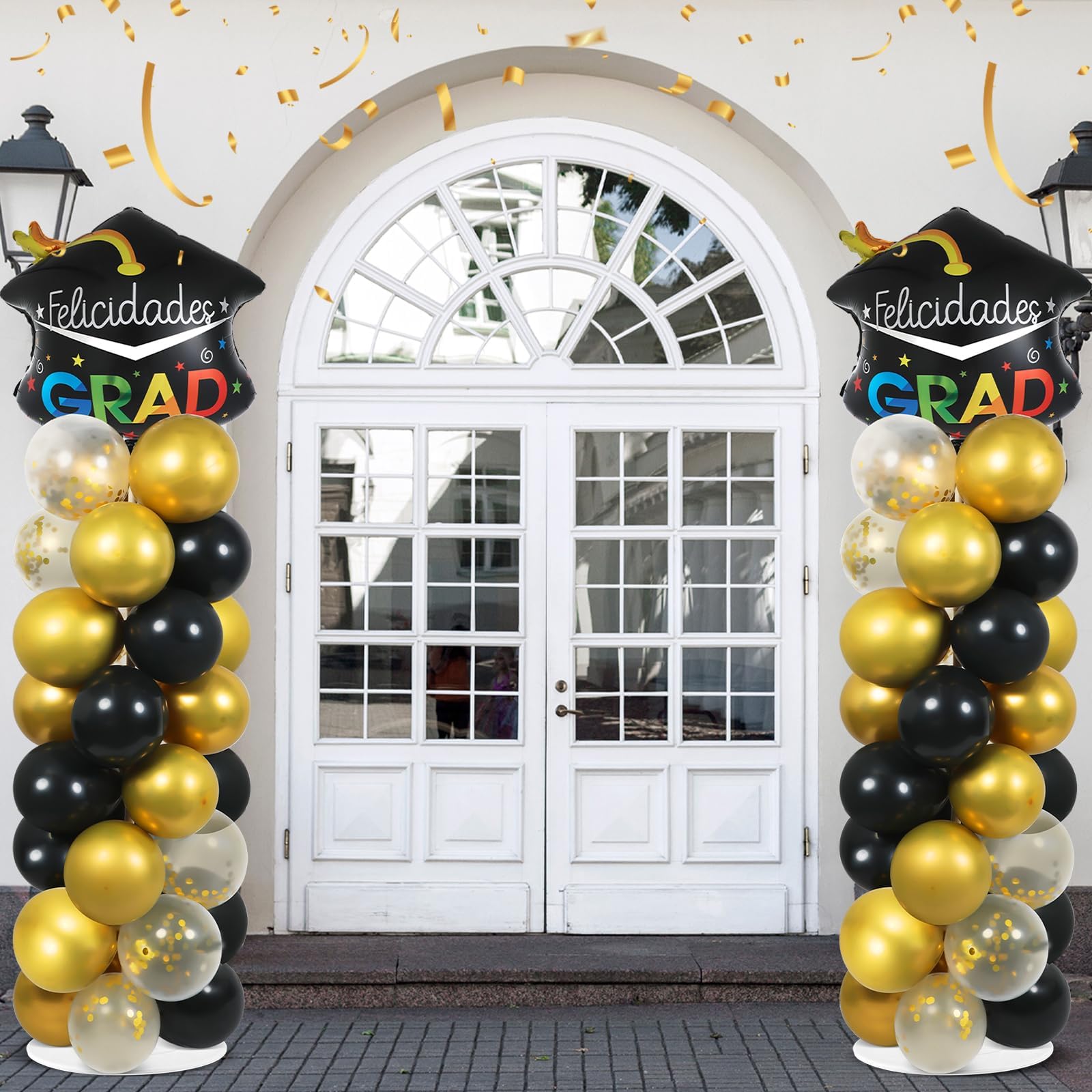 Amazon.com: 2 Sets Graduation Balloon Column Stand Kit Grad Cap Balloon ...