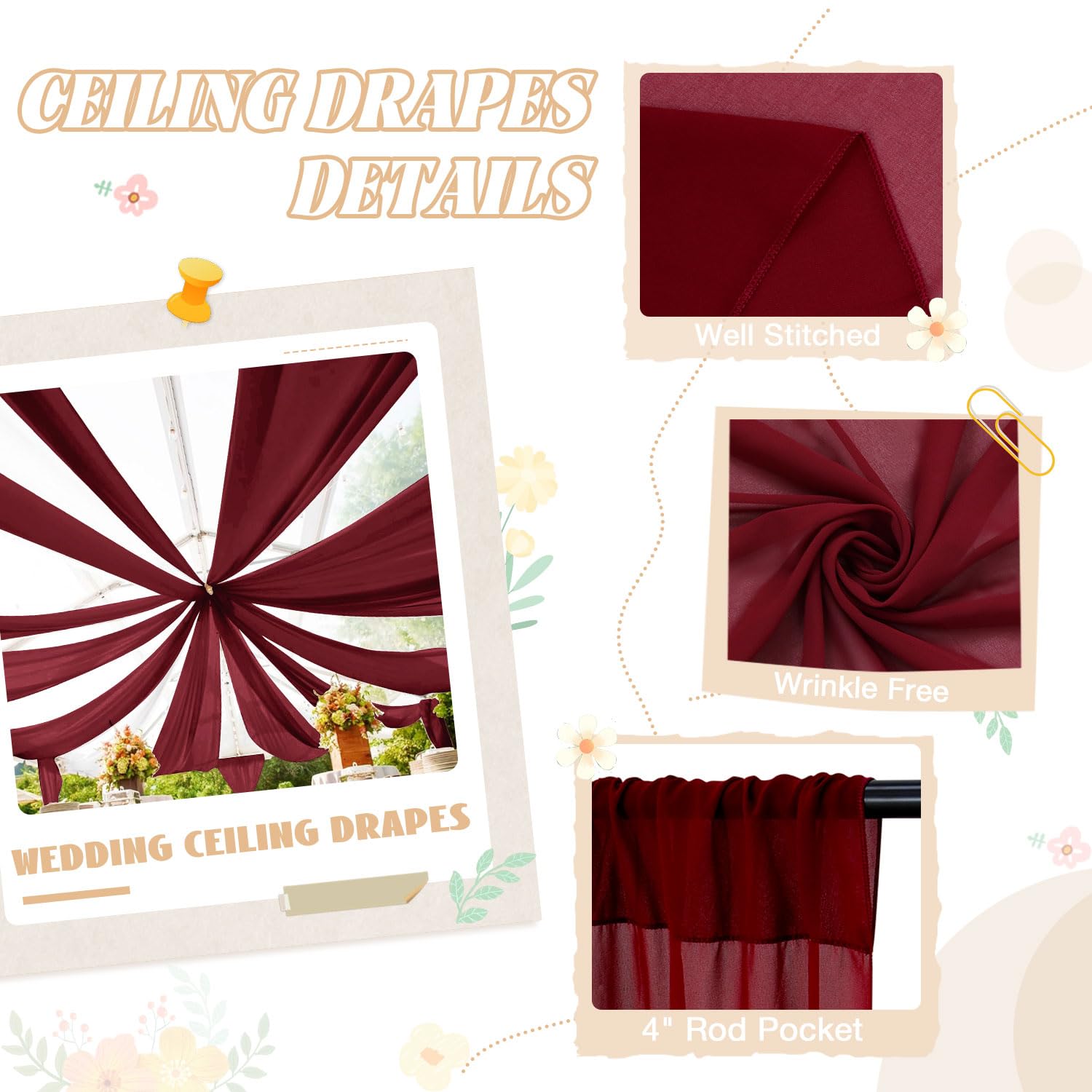 Burgundy Wedding Ceiling Decorations