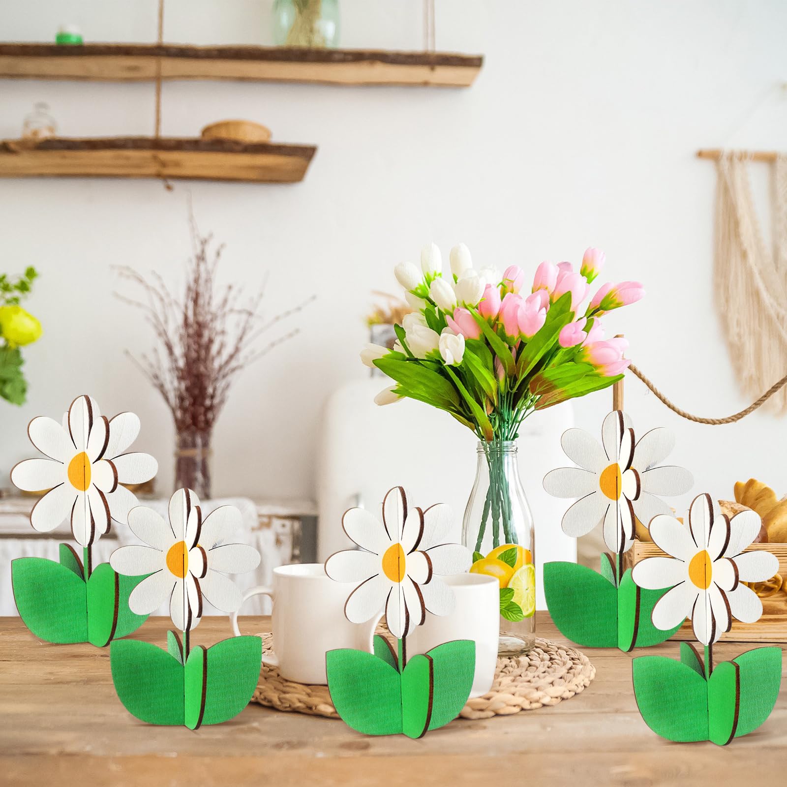 Daisy Table Decorations Bouquets With Vase Daisy Rustic For Kitchen