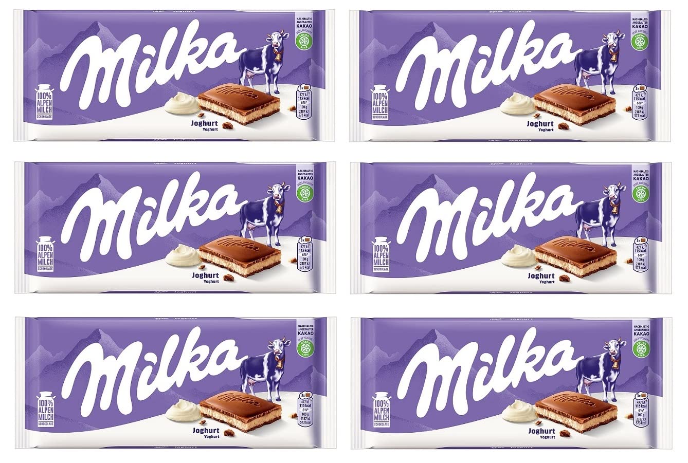 Buy 6 x Milka Yoghurt Alpine Milk Chocolate Filled with Skimmed Milk ...