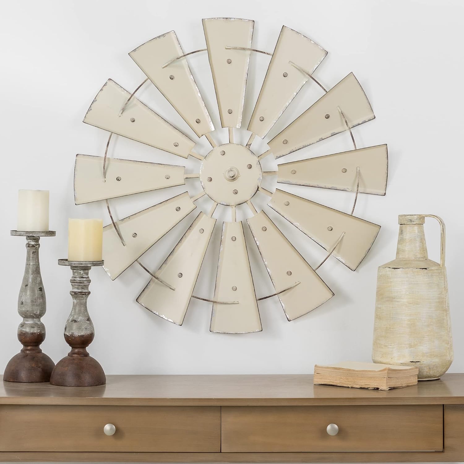 Amazon.com: Glitzhome Farmhouse Galvanized Metal Windmill Wall ...