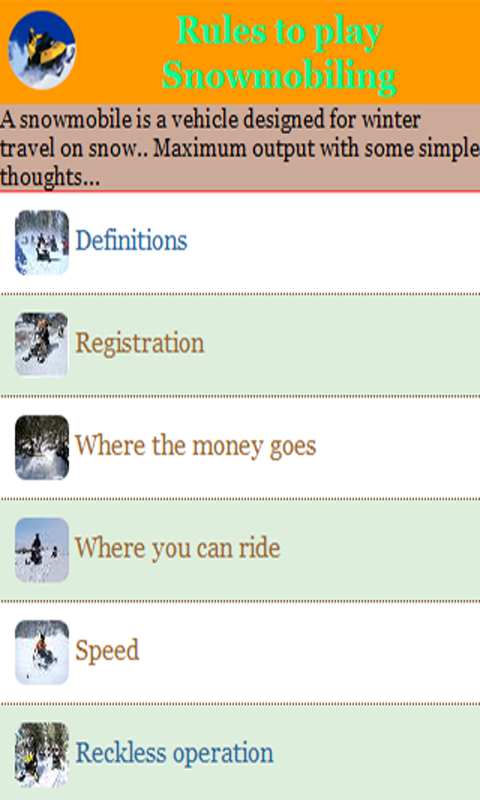 Rules to play Snowmobiling - App on Amazon Appstore