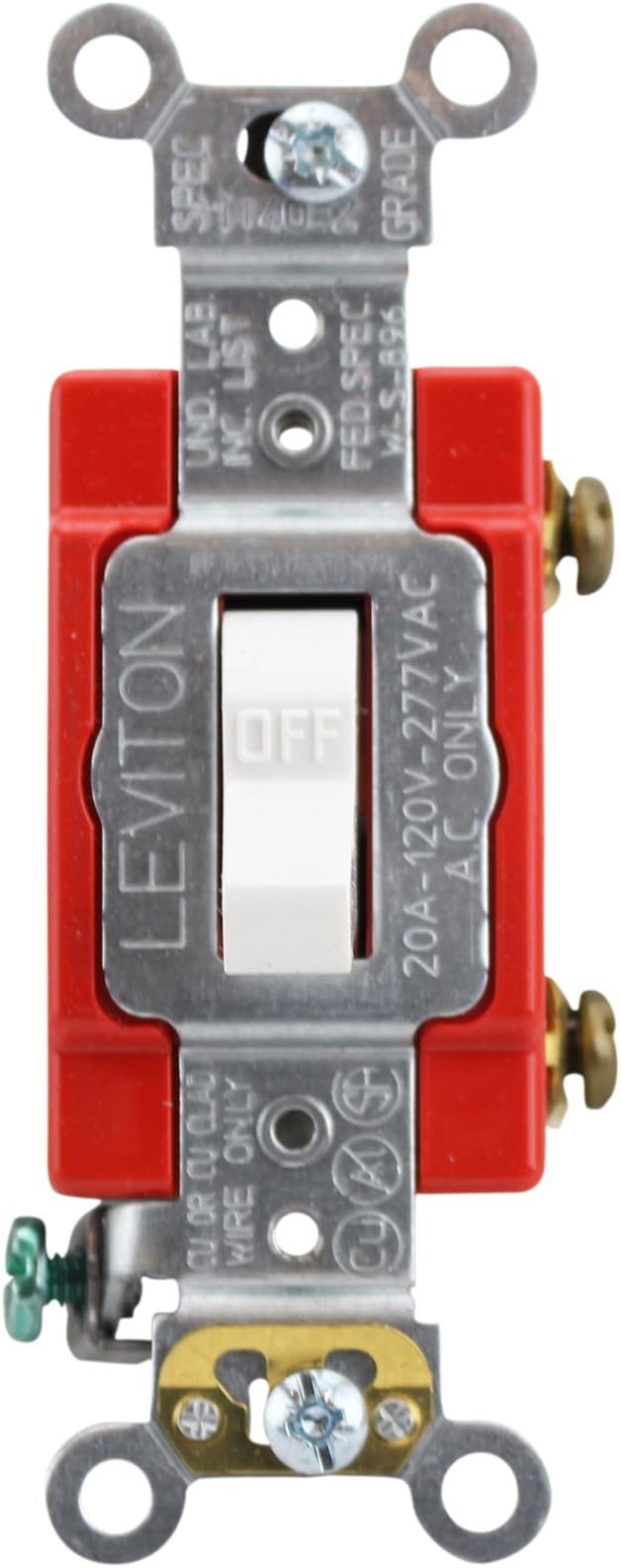Leviton 1221-2W 2A, 120/277V Toggle Single-Pole AC Quiet Switch Spec ...