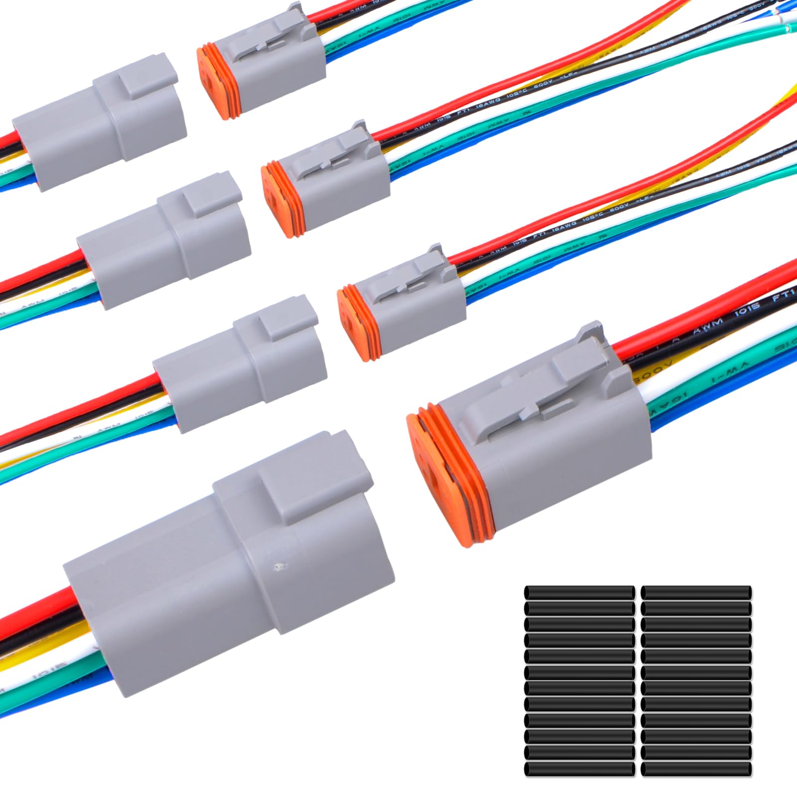 Exqutoo 4Pack 6-Pin Waterproof DT Connector Male and Female Wire ...