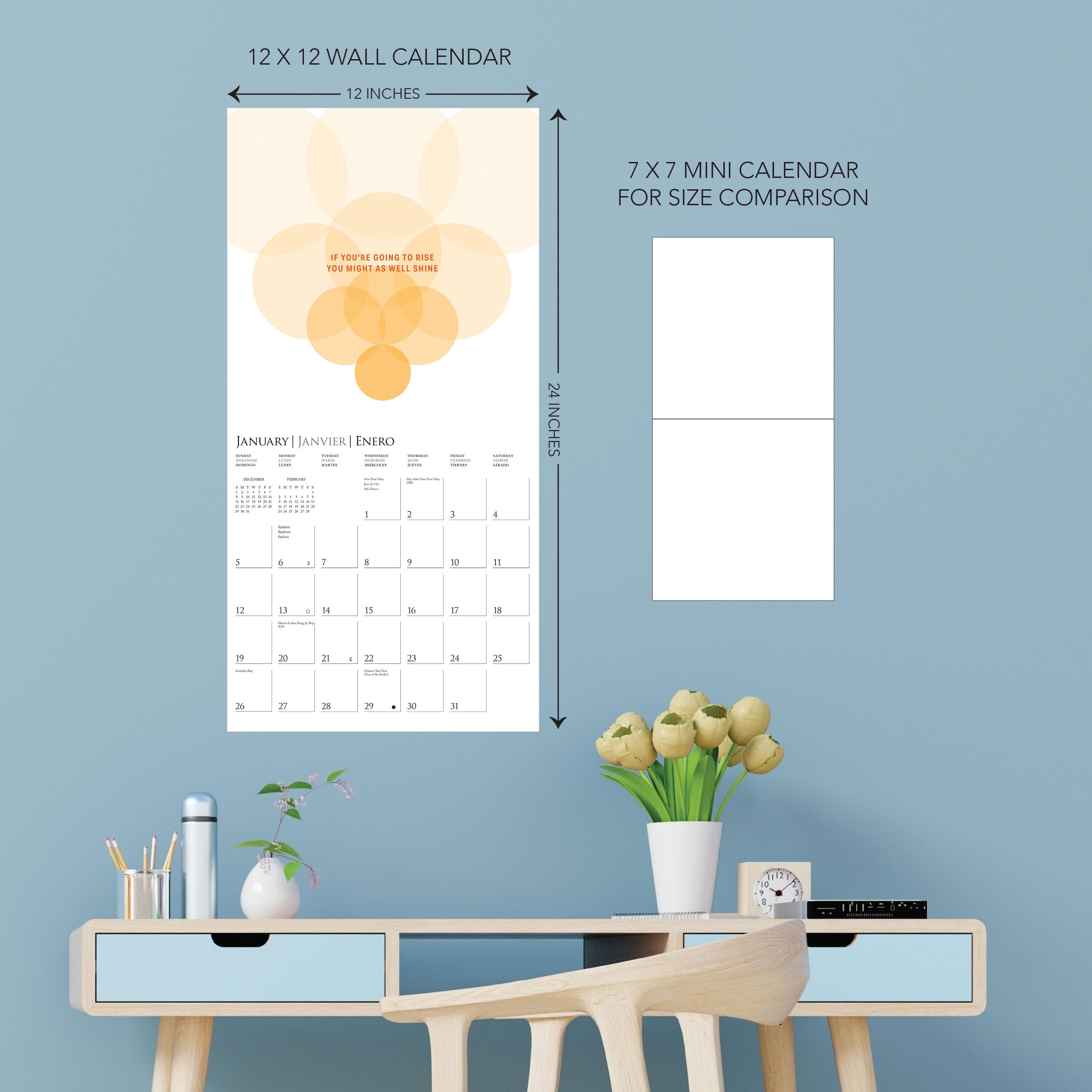 Snapklik.com : 2025 Mindset Is Everything Wall Calendar 12” X 12” Thick ...