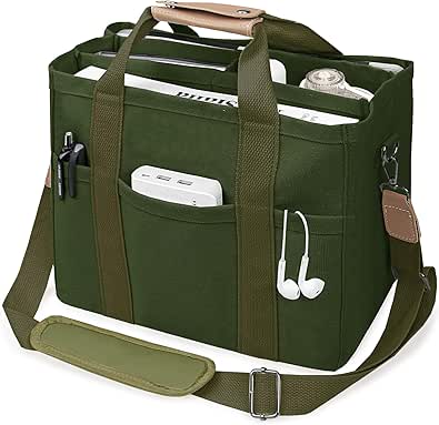 Amazon.com: Canvas Tote Bag with Multi-Pocket for Women Large Crossbody Shoulder Handbag ...