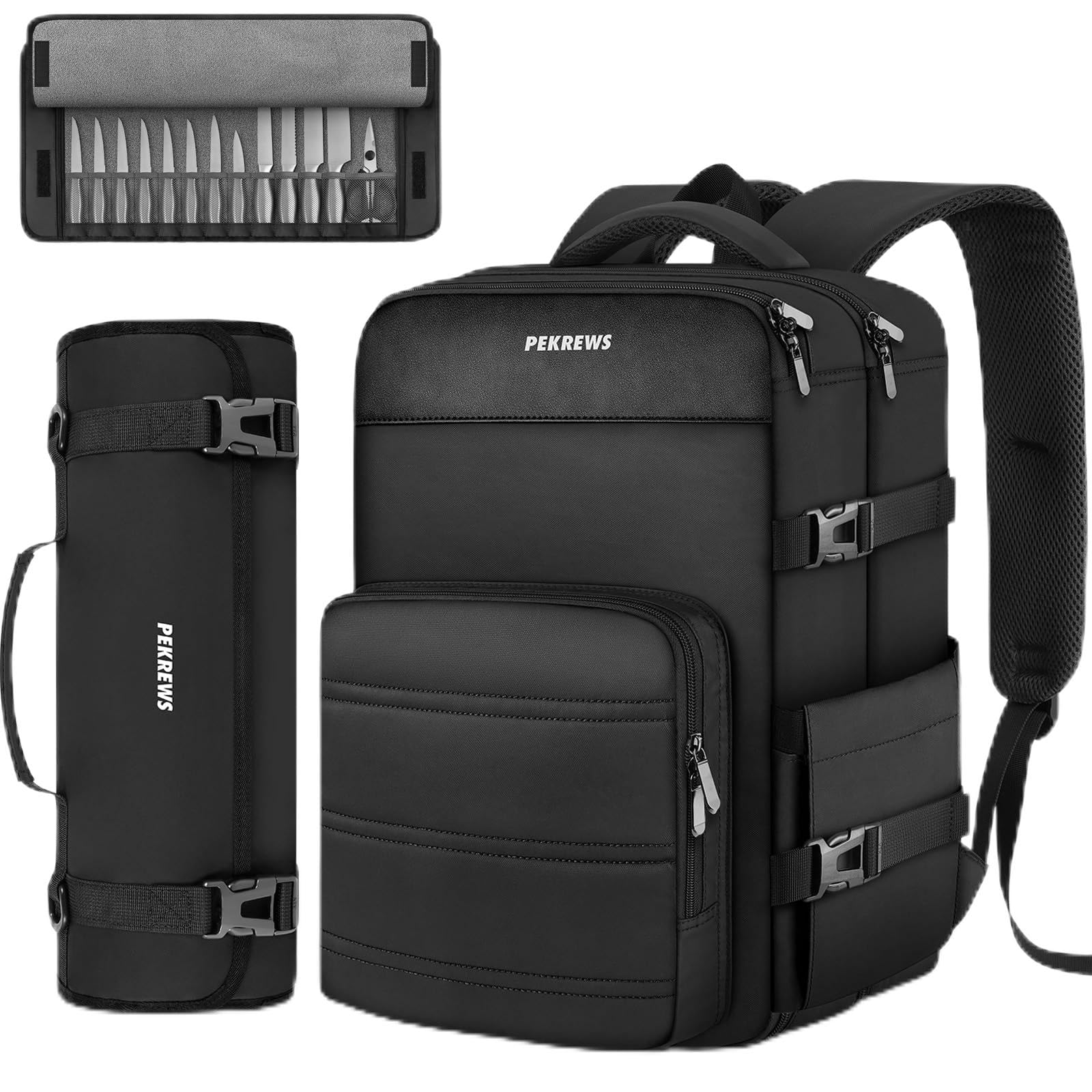 Amazon.com: PEKREWS Chef Backpack with Knife Roll Bag, 40+ Slots ...