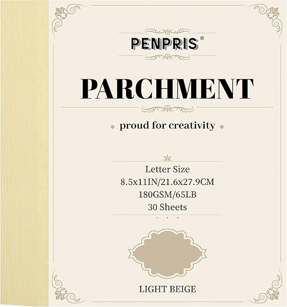 Amazon.com: 30 Sheets Parchment Paper - Light Beige 8.5” x 11” Letter ...
