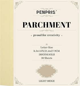 Amazon.com: 30 Sheets Parchment Paper - Light Beige 8.5” x 11” Letter ...