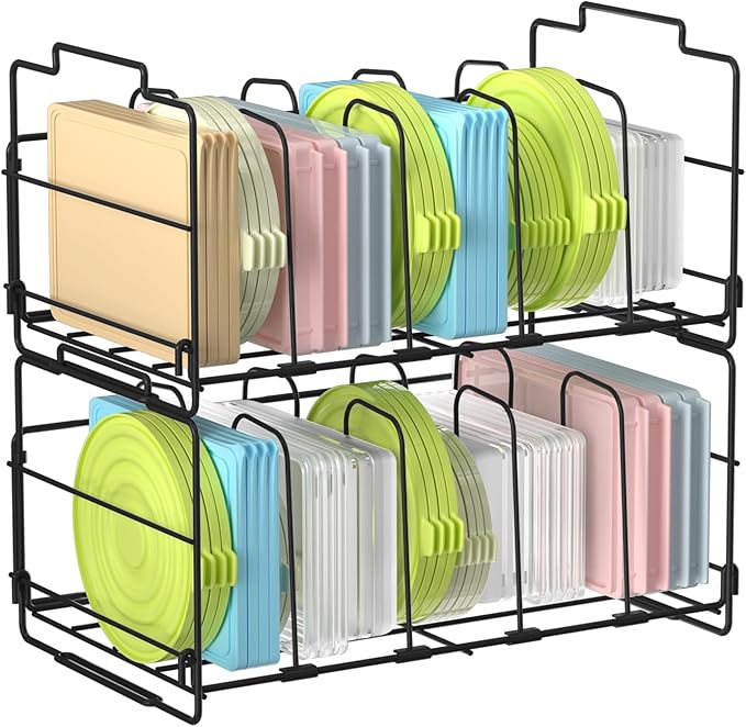 Amazon.com - MAYZOLOP 2 Tier Stack Food Storage Container Lid Organizer ...
