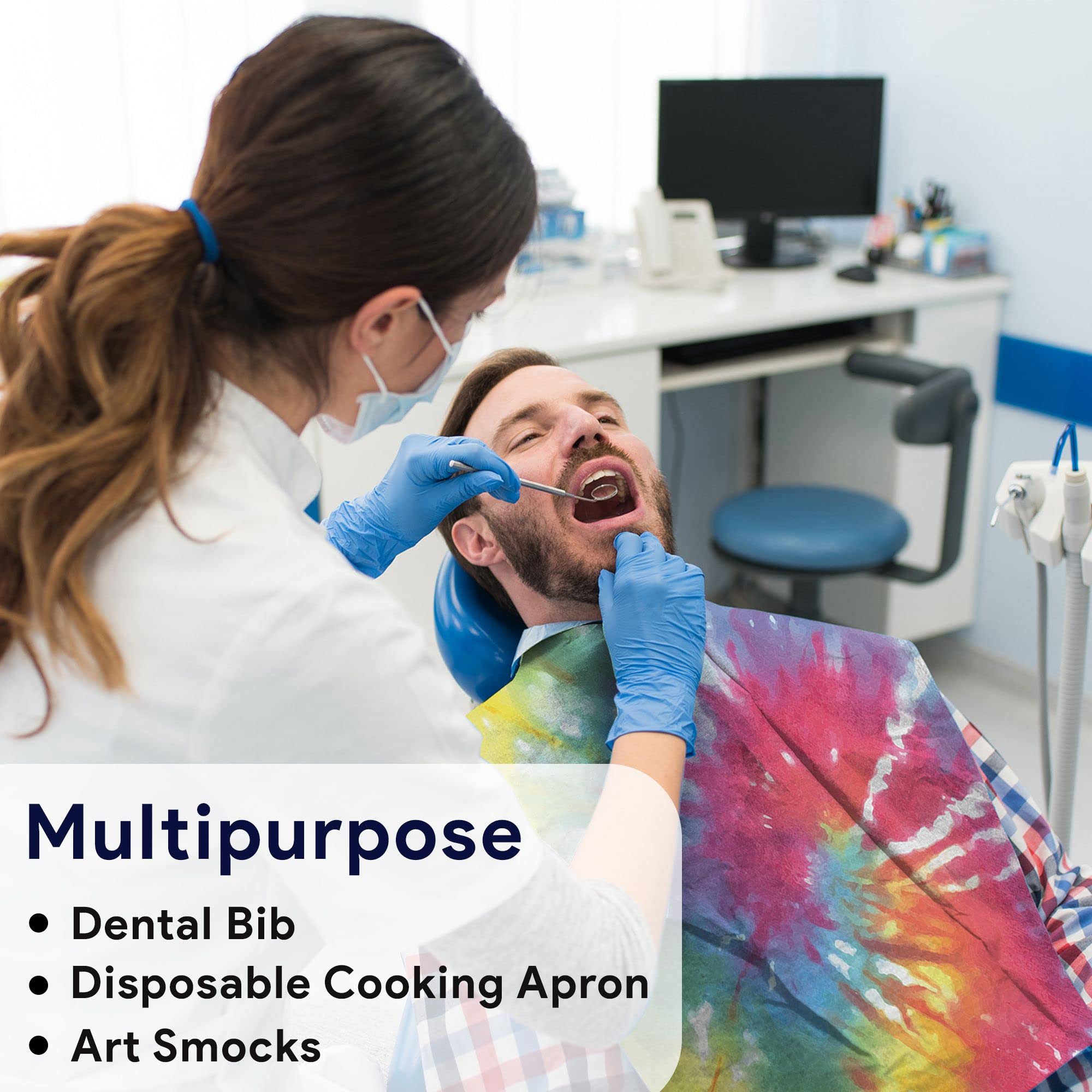 Snapklik.com : Disposable Bibs For Adults, 25 Pack - Tie Back, 16" X 33 ...