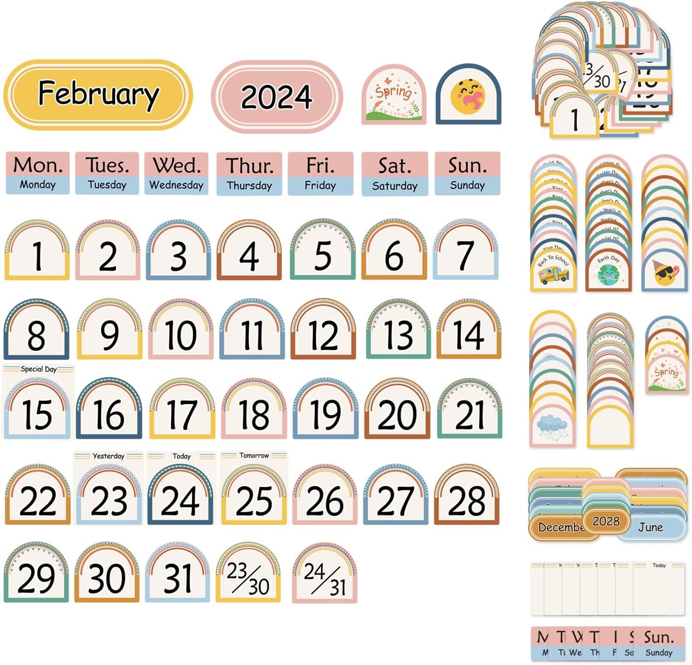 Amazon.com: 127pcs Classroom Calendar Pocket Chart Cards,Boho Classroom ...
