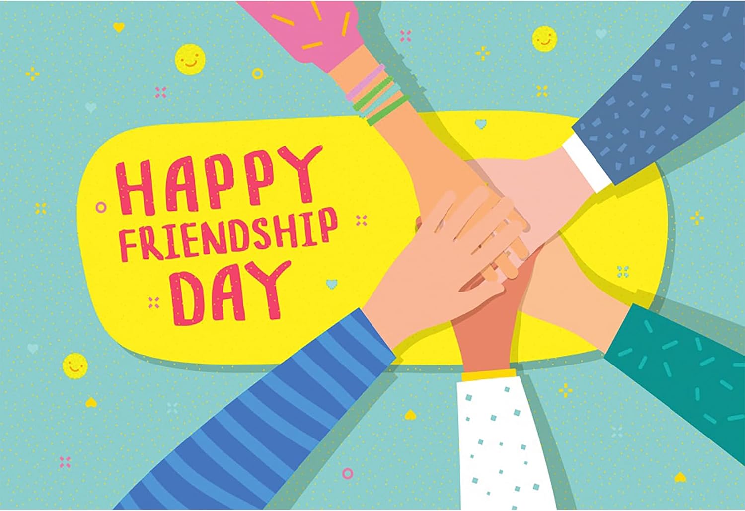 Amazon.com : 7x5ft Happy Friendship Day Backdrop Hands on Hands Smile ...