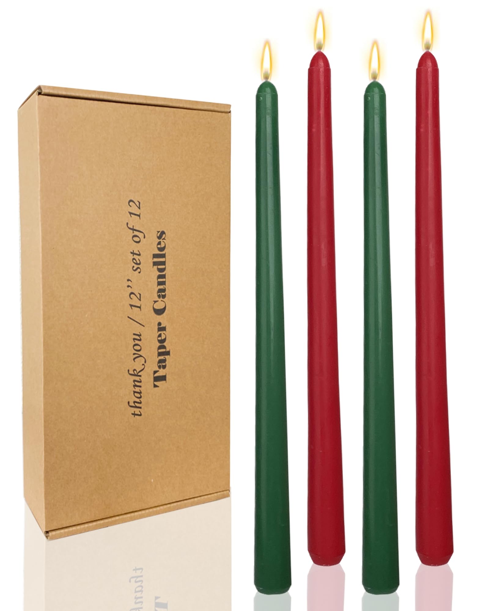 Amazon.com: LPUSA 12 Inch Christmas Taper Candles Unscented Smokeless ...