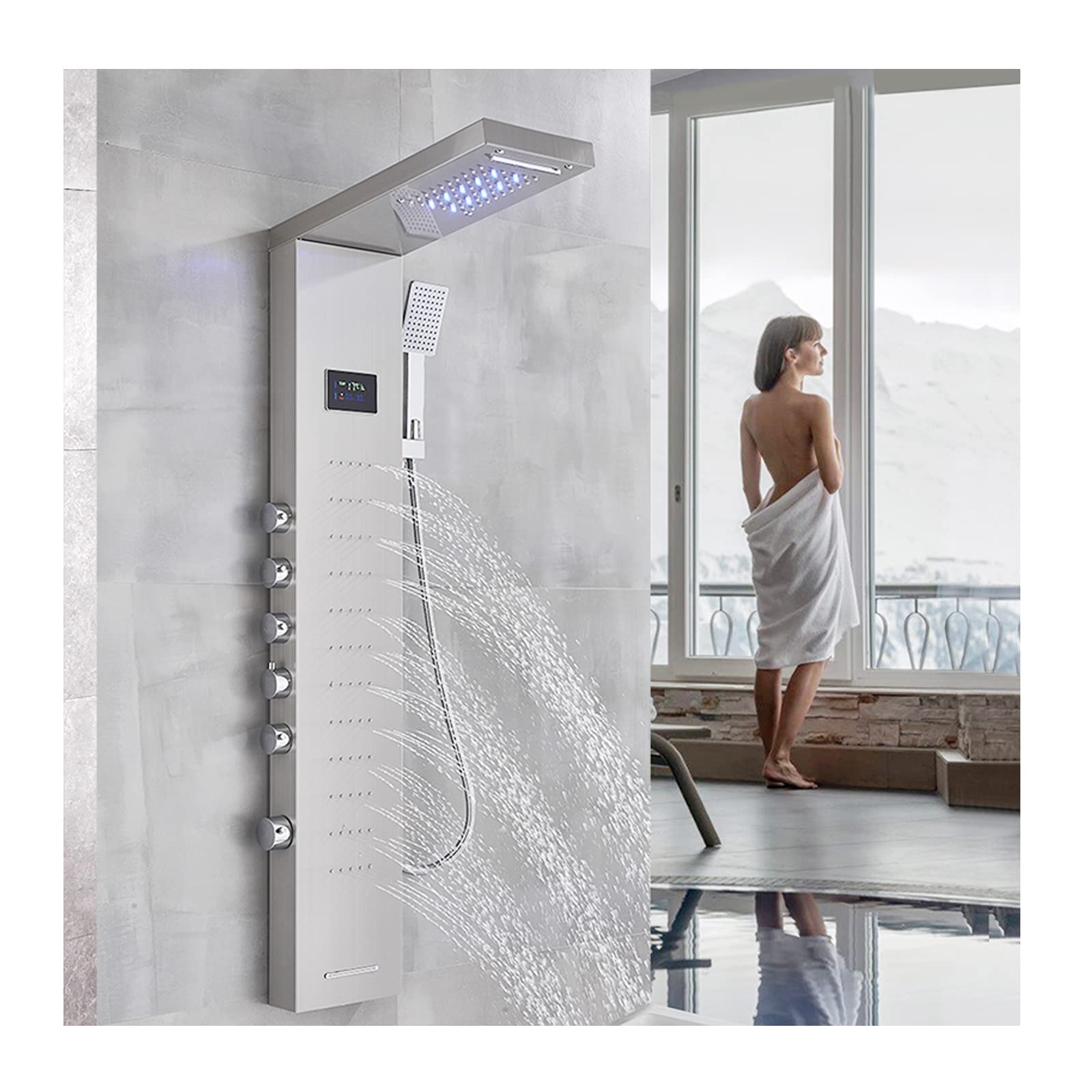 Buy TANGAN Split Shower Panel Tower System, Stainless Steel 5 in 1 Shower Column with LED ...