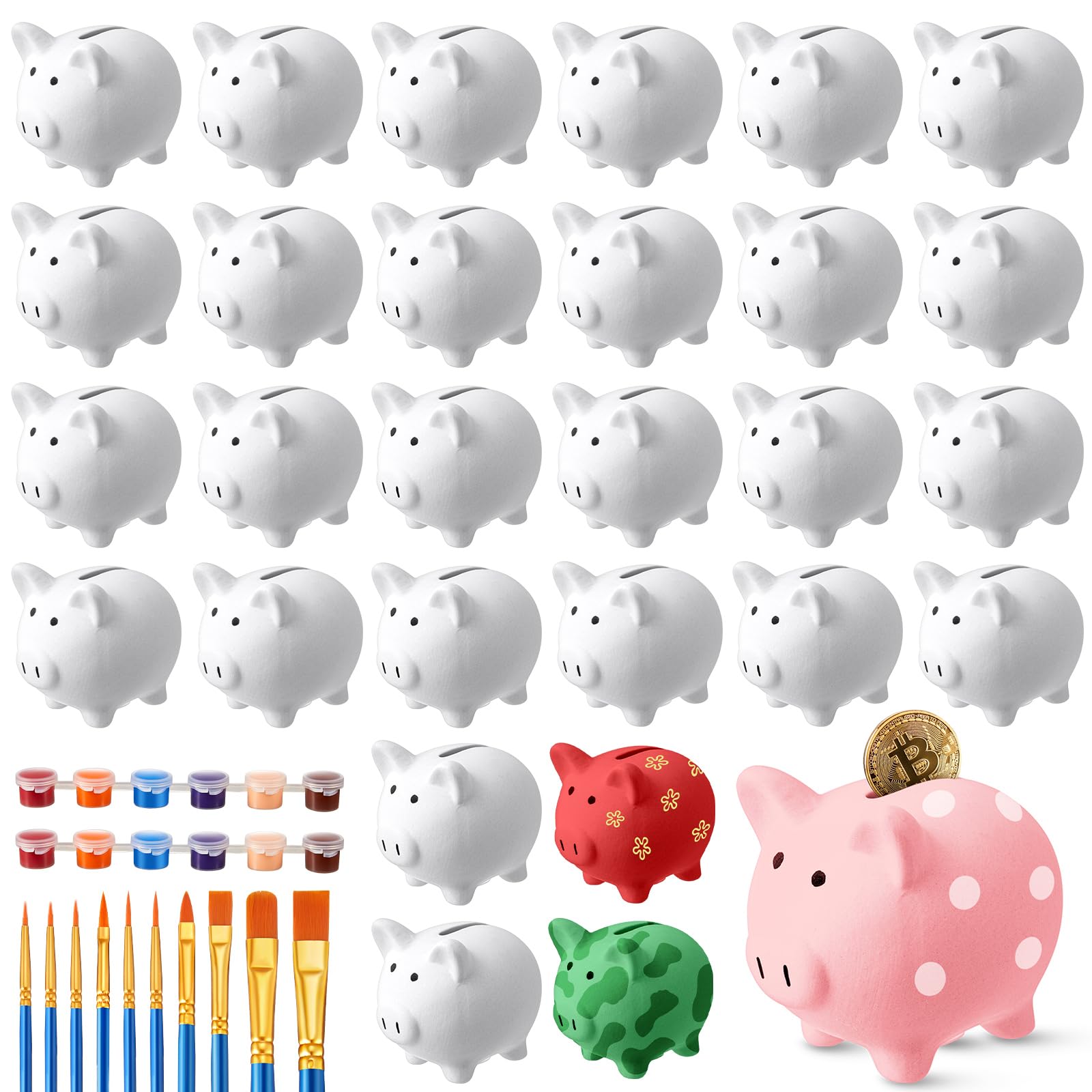 Amazon.com: Skybooly 24 Pcs DIY Ceramic Piggy Banks Pig Piggy Banks ...