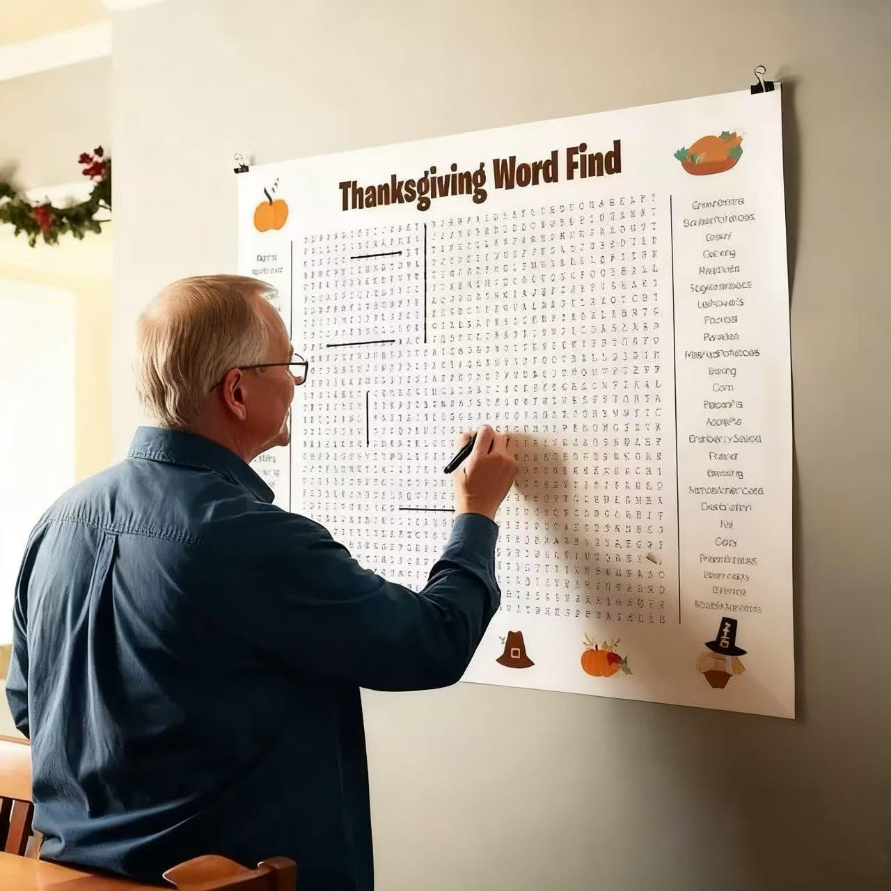 Amazon.com: Jumbo Thanksgiving Word Search Poster, Giant Thanksgiving ...