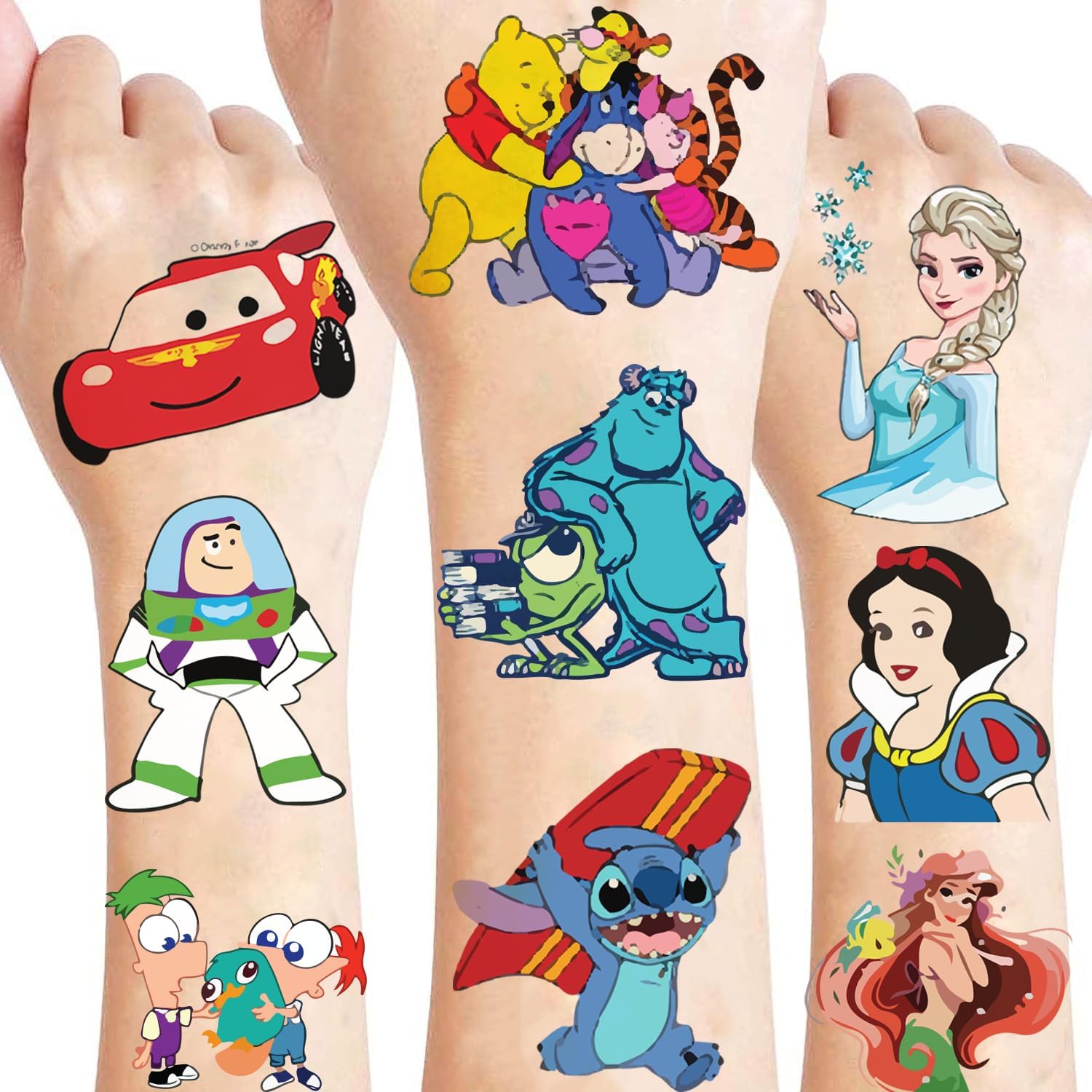 Amazon.com : HOTIIT SHOP 120+PCS 12 Sheets Mix Cartoon Temporary Tattoo ...