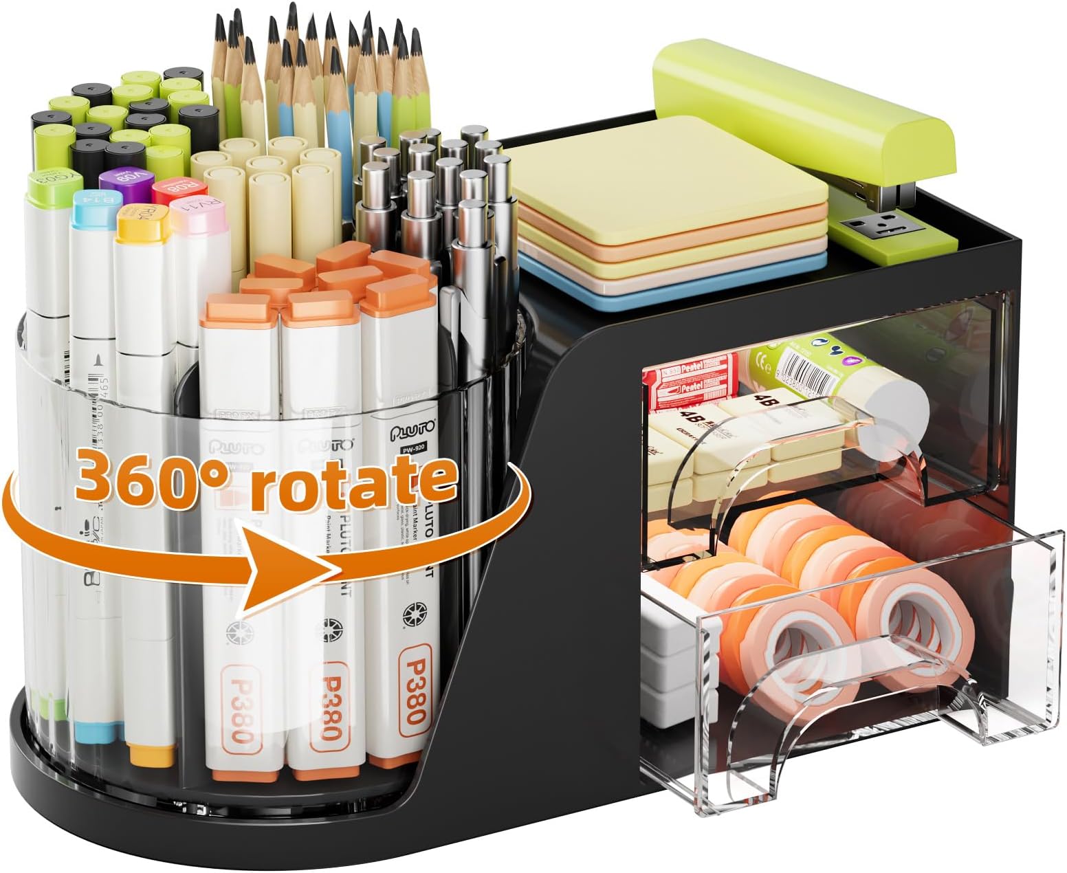 Amazon.com: BOBOKA Rotating Desk Organizer with 3 Drawers, Multi ...