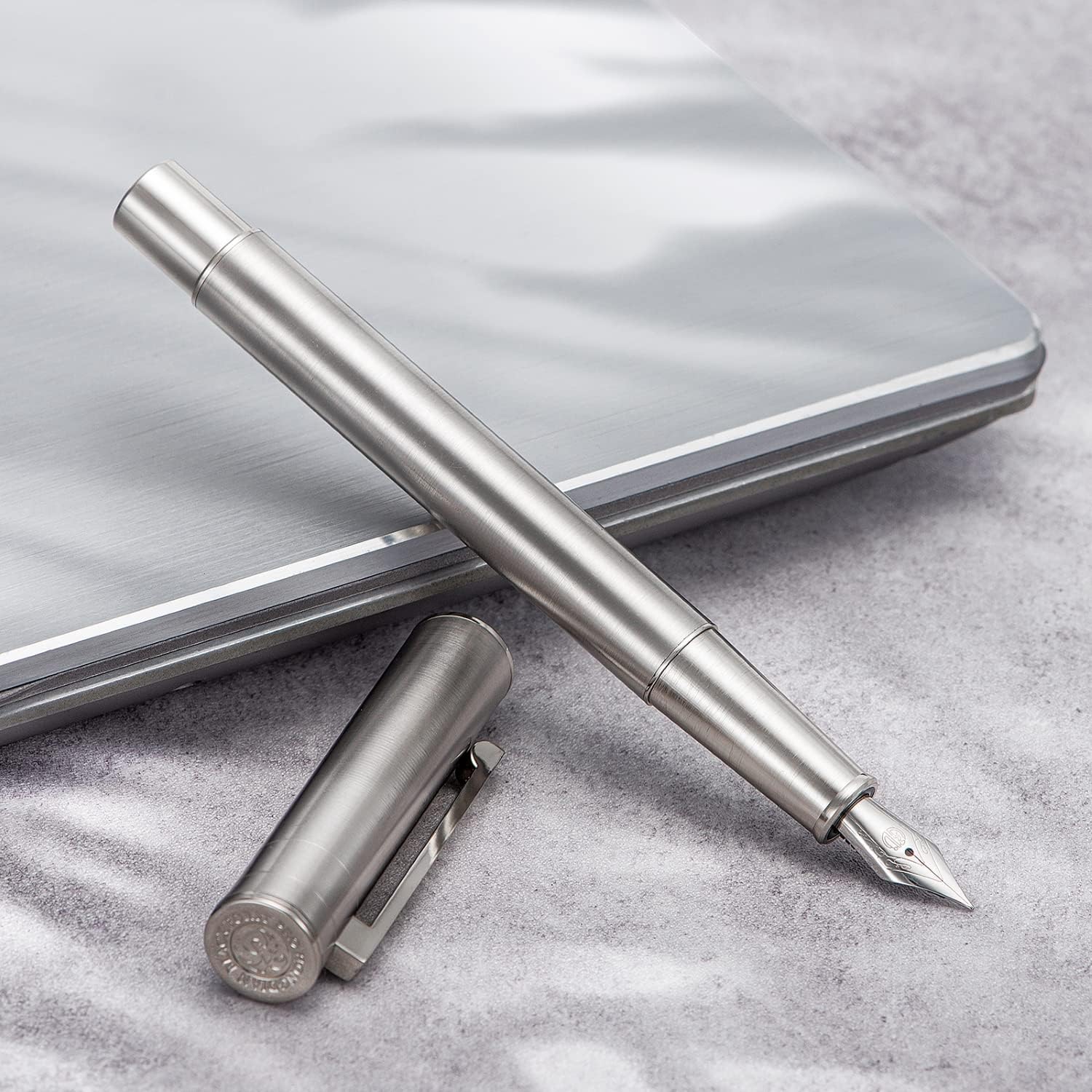 Hongdian Silver Stainless Steel Fountain Pen, Extra Fine Nib Modern ...