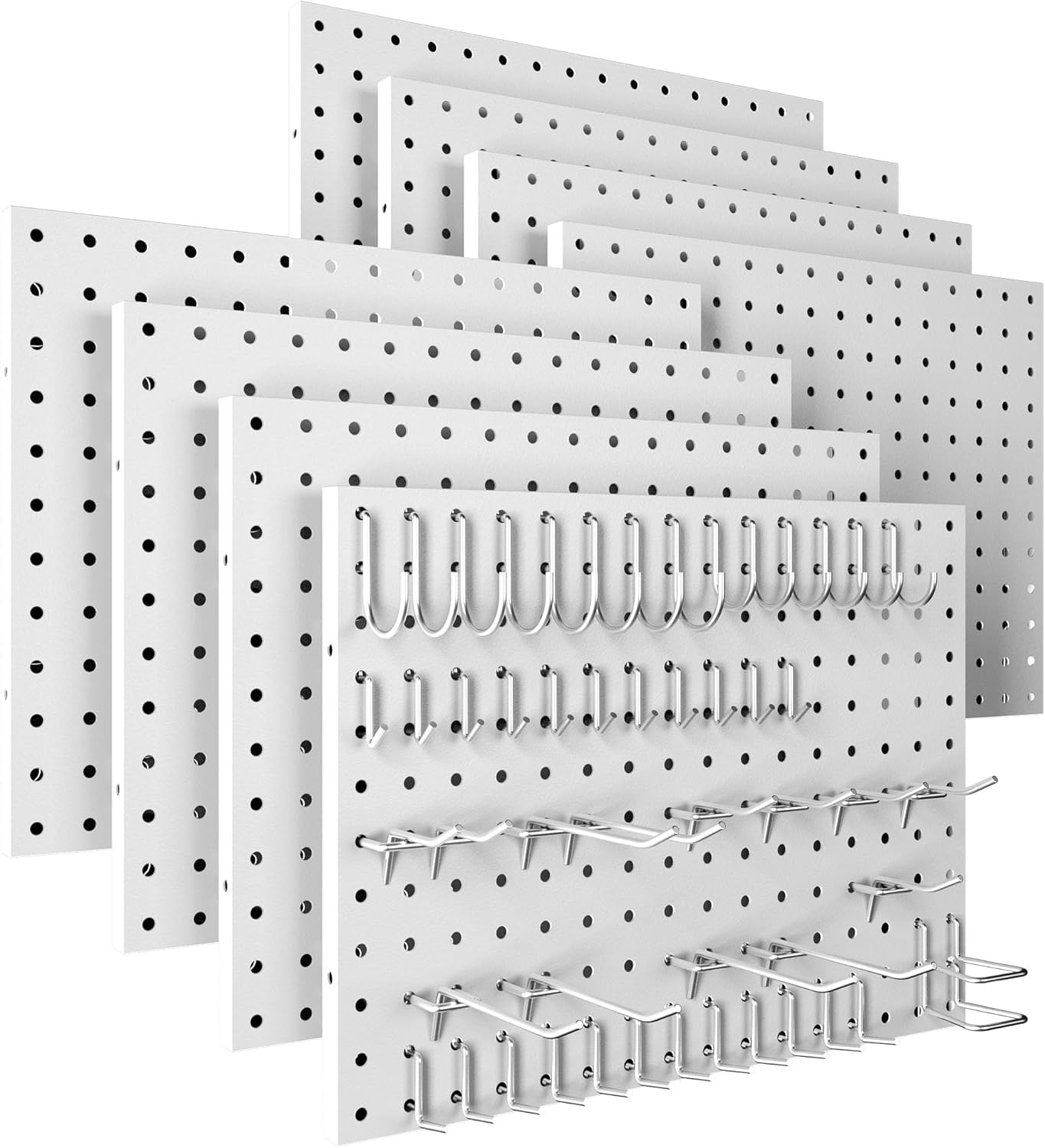 Amazon.com: Spampur Peg Board, 8 Pack Metal Pegboard Panels with 50 ...