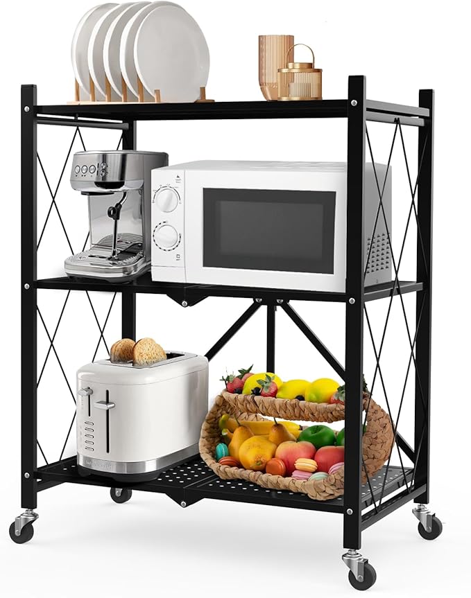Amazon.com: SohoTeco Kitchen Bakers Rack,Stable Folding Shelf,Foldable ...