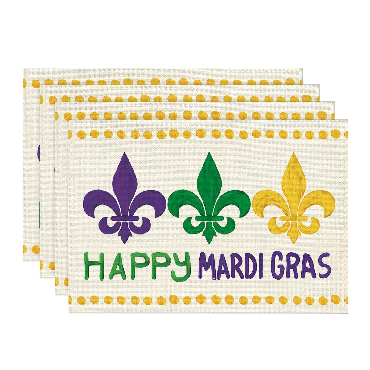 Amazon.com: Artoid Mode Irises Happy Mardi Gras Placemats Set of 4 ...