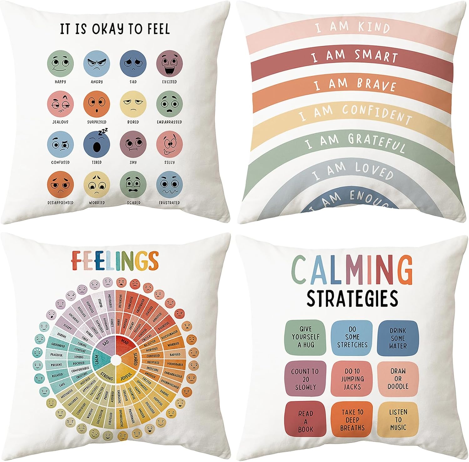 Amazon.com: Classroom Must Haves Throw Pillow Covers Set of 4, Calming ...
