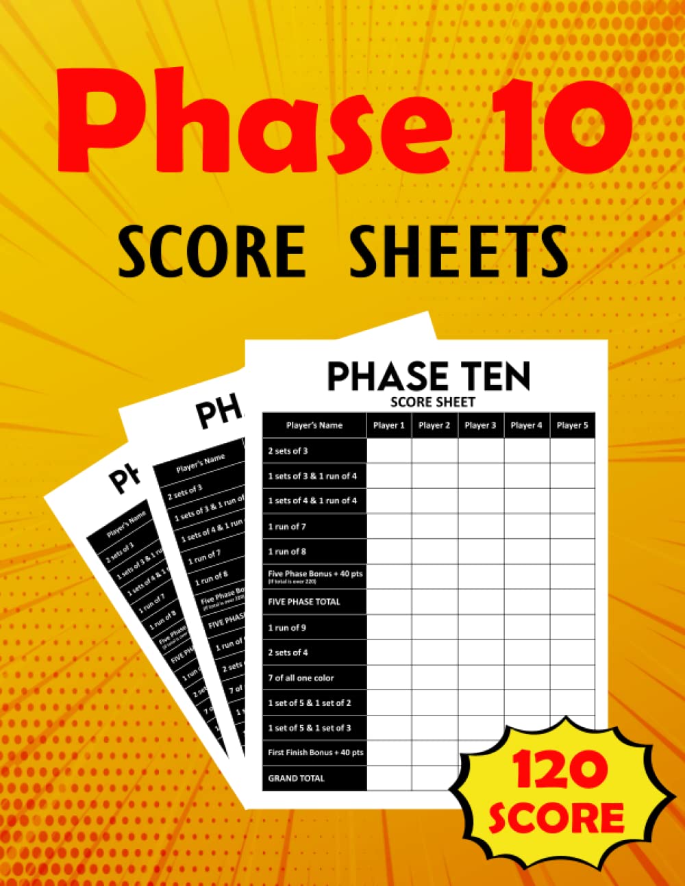 Buy Phase 10 Score Sheets: Phase 10 Card Game, Phase 10 Score Keeping ...