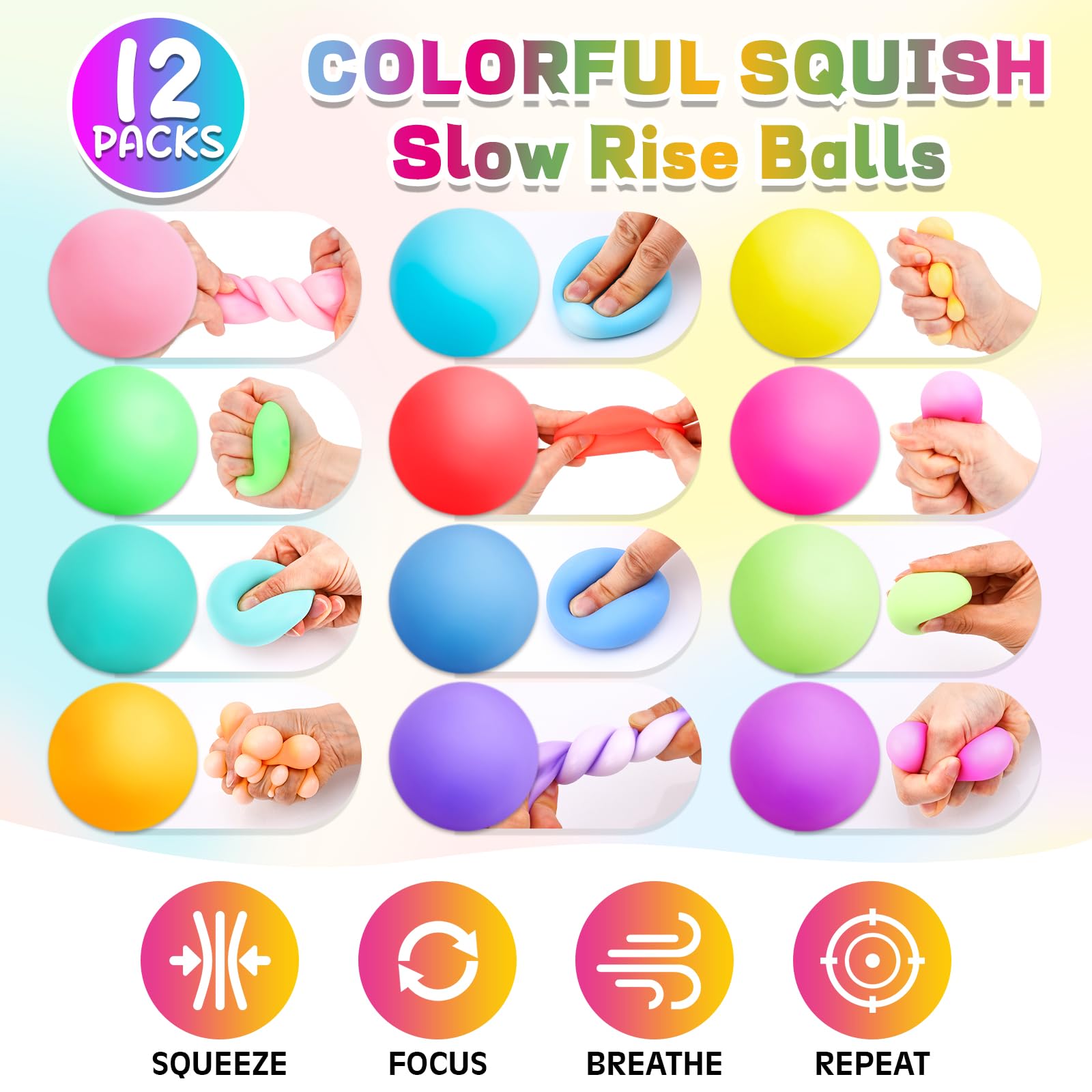 Snapklik.com : 12 Pack Slow Rising Stress Ball,Stress Balls For Kids ...