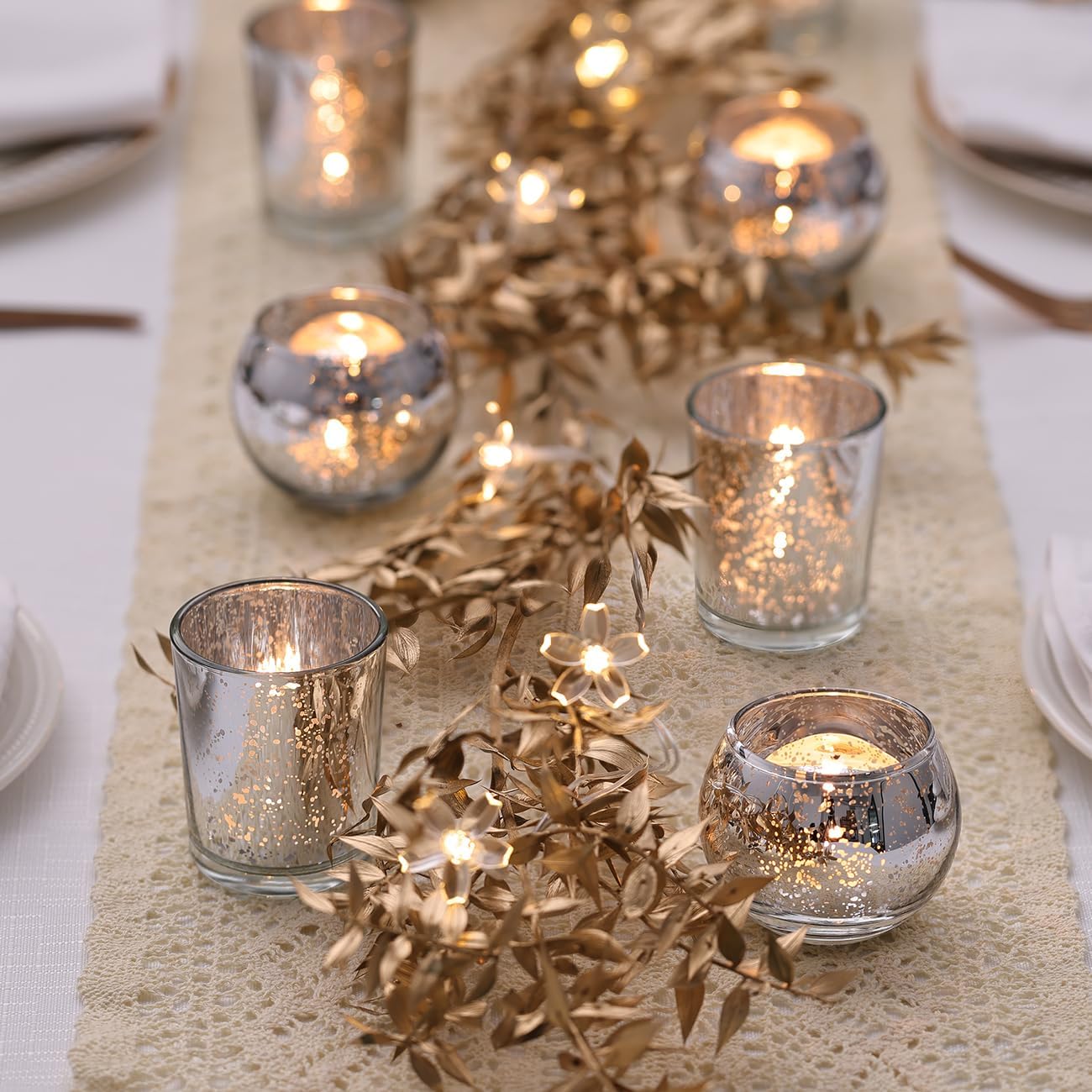 Amazon.com: 36 pcs Silver Votive Candle Holders & 36pcs Bowl Votive ...
