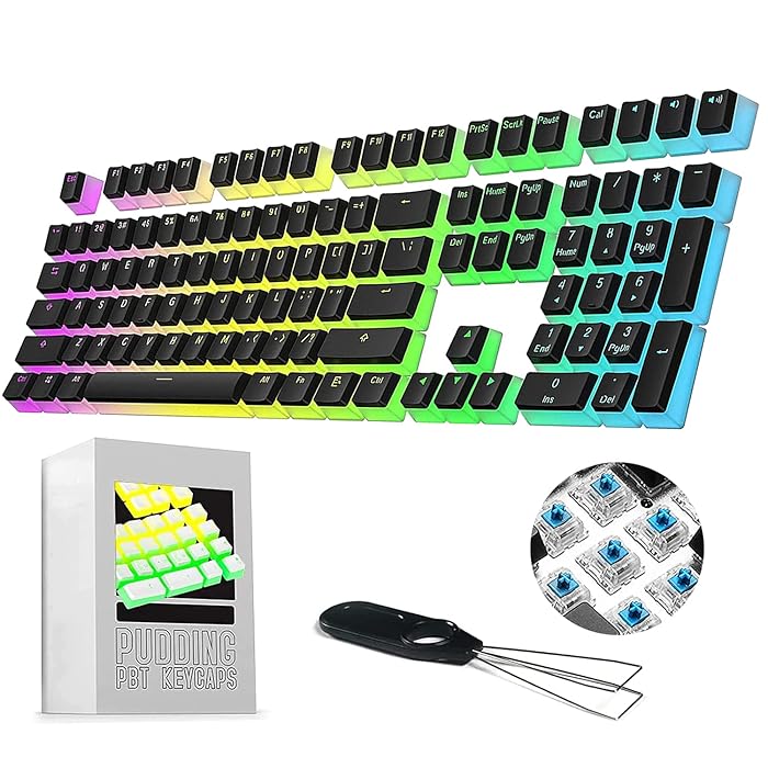 Buy 108 Key PBT Pudding Keycaps ANSI - Oem Profile Keyset Translucent ...