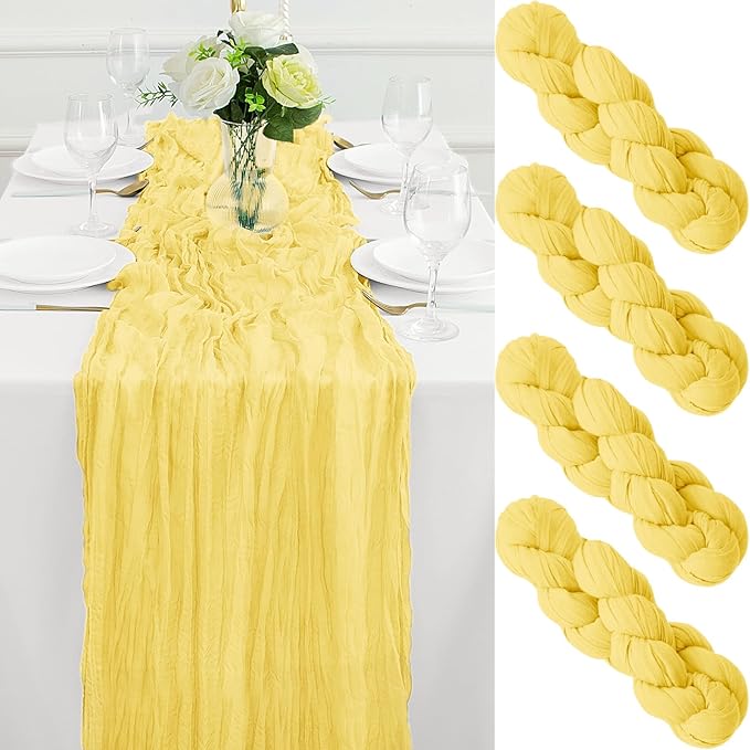 Amazon.com: 4Pack Light Yellow Cheesecloth Table Runner 10FT Gauze ...