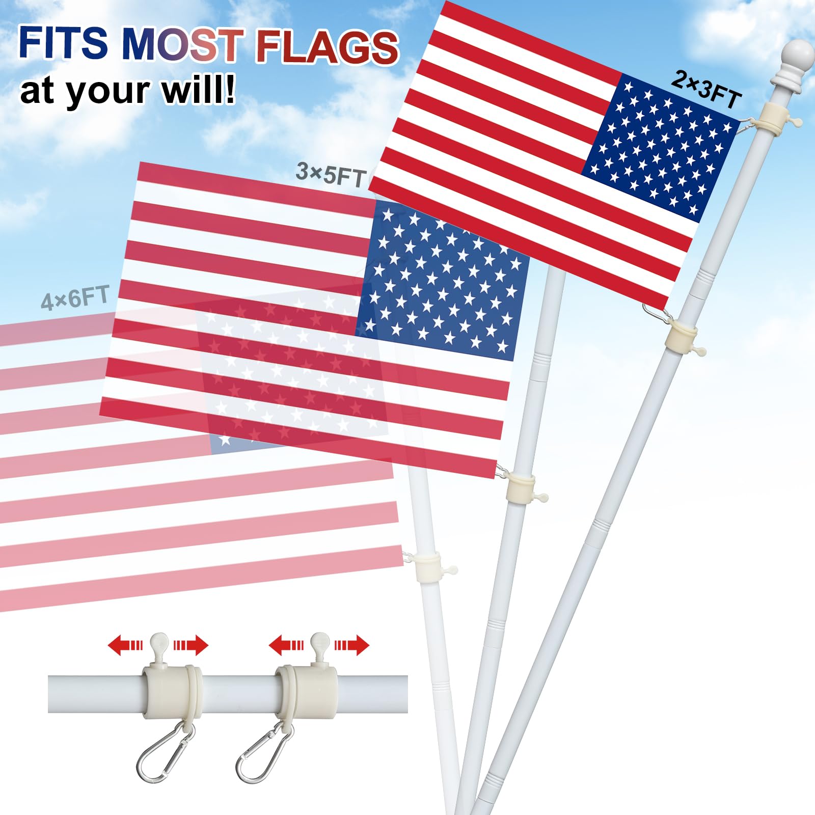 Snapklik.com : Flag Pole For Outside House - 5ft Heavy Duty Metal Flag ...