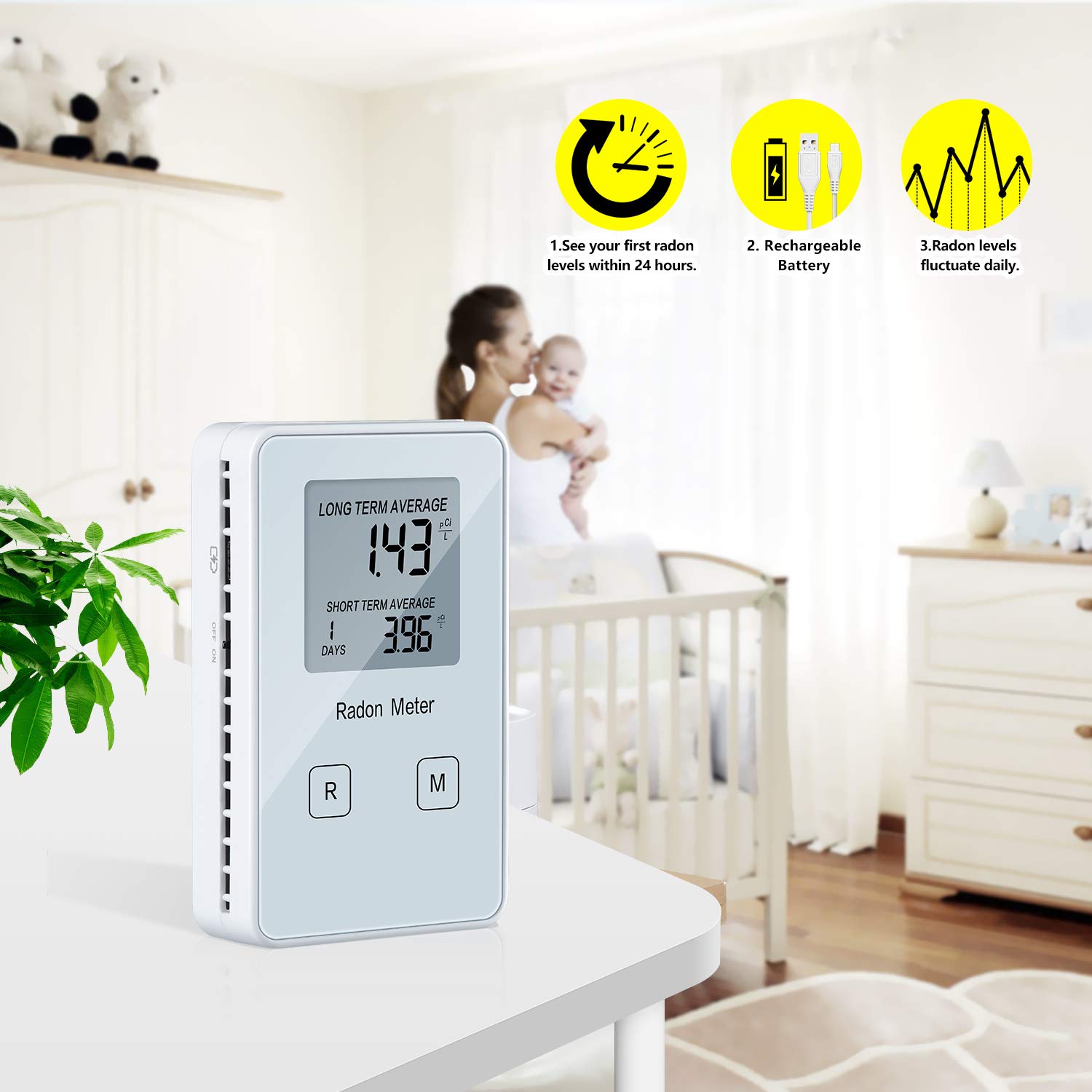 Snapklik.com : Home Radon Detector,Portable Radon Meter,Long And Short ...