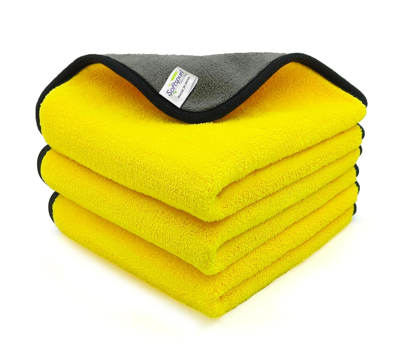 SOFTSPUN Microfiber Double Layered Cloth 800 GSM, 30X40 Cms 3 Piece ...