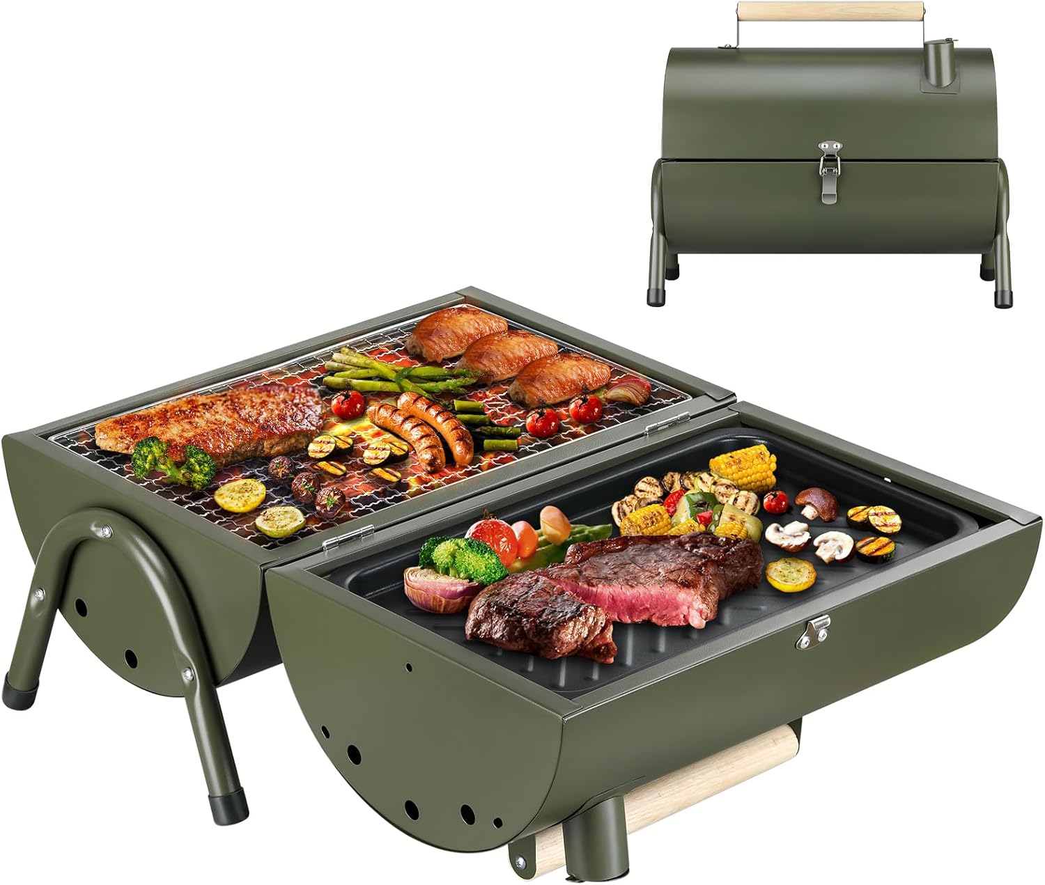 Amazon.com: PIQUEBAR Portable Charcoal Grill, Small BBQ Grill with ...