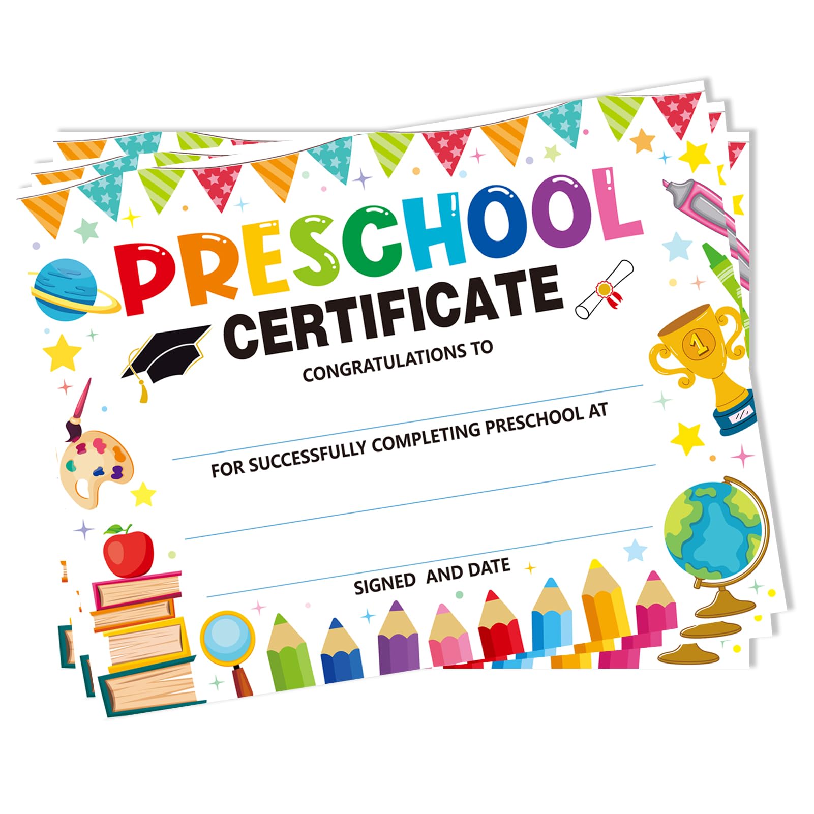 Snapklik.com : 30 Pieces Preschool Graduate Certificates Colourful ...