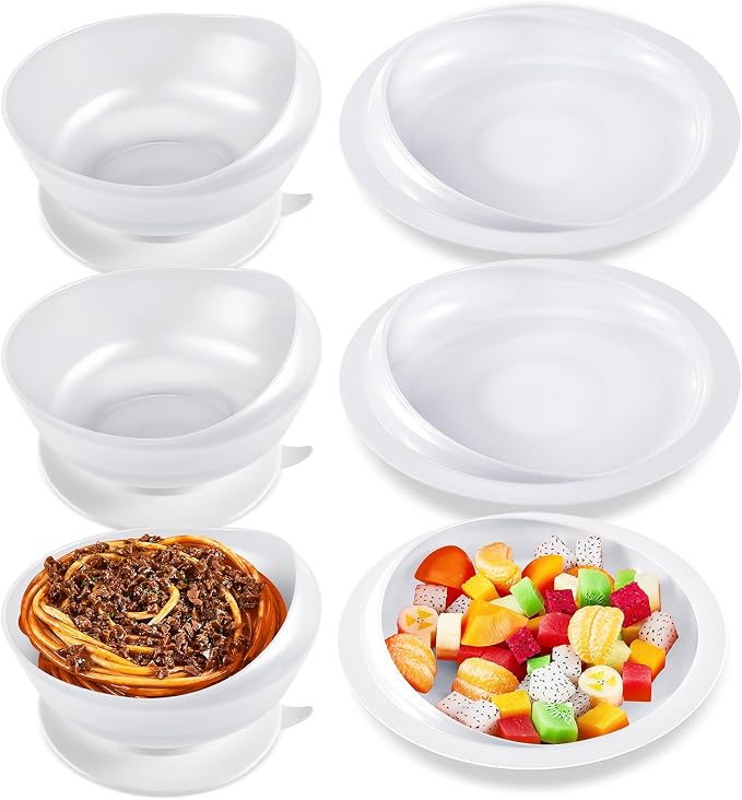 Amazon.com: Hushee 3 Sets Adaptive Spill Proof Scoop Bowl and Plate Set ...