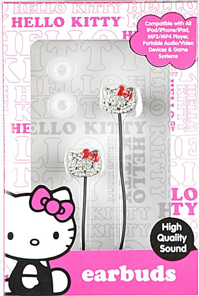 Amazon.com: Hello Kitty Bling Earbuds - Silver (HKBL1000) : Electronics