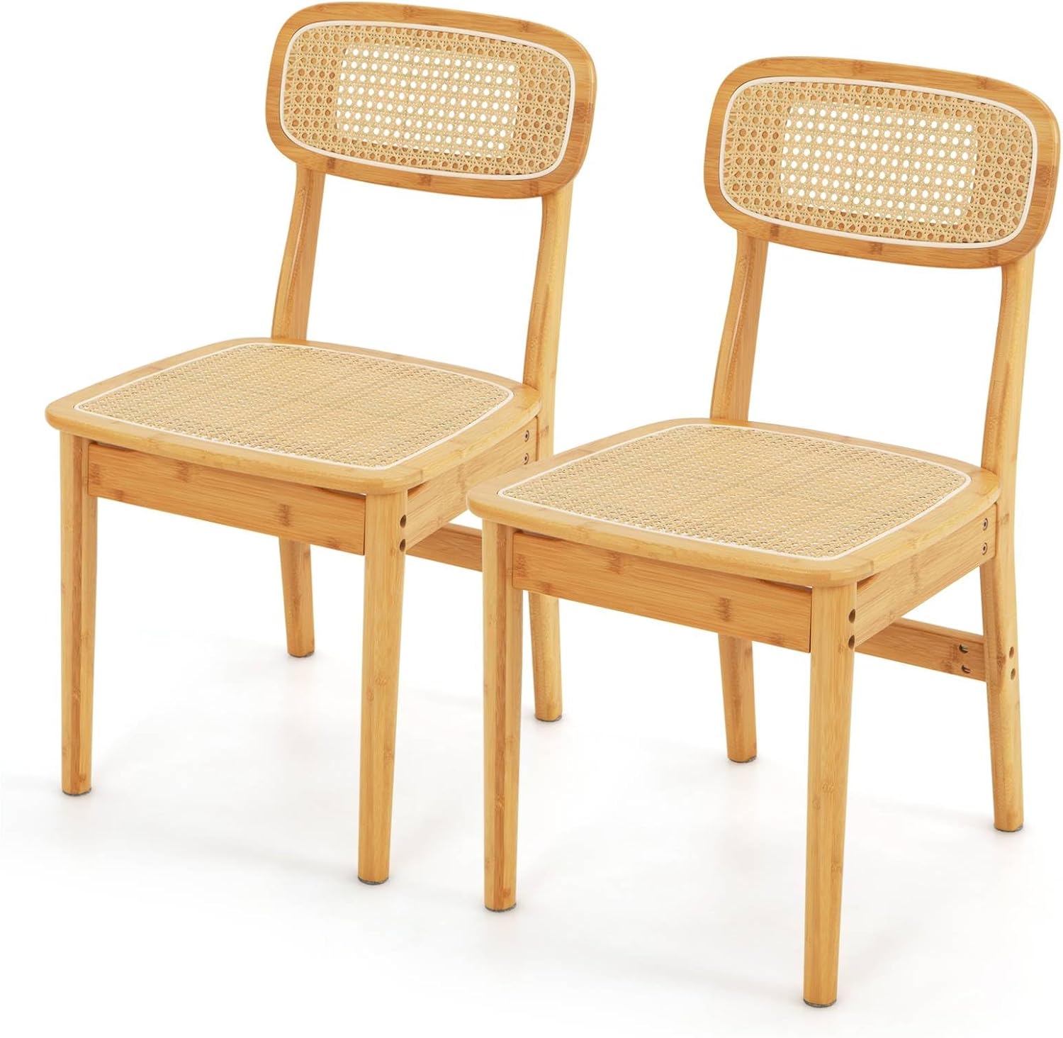 GiantexUK Dining Chairs Set of 2, Bamboo Kitchen Chairs with Faux ...