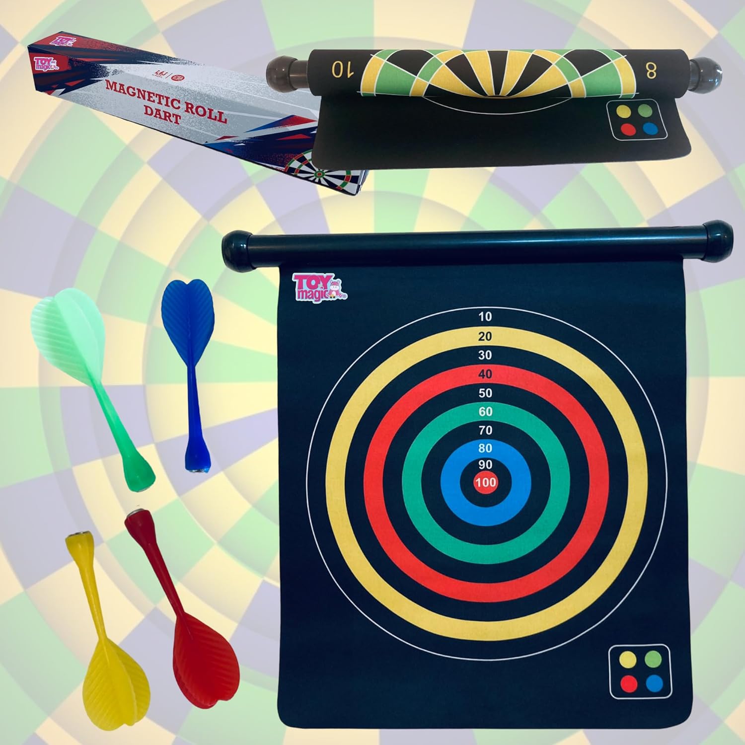 ToyMagic Reversible ROLL Dart 14" Magnetic Dartboard