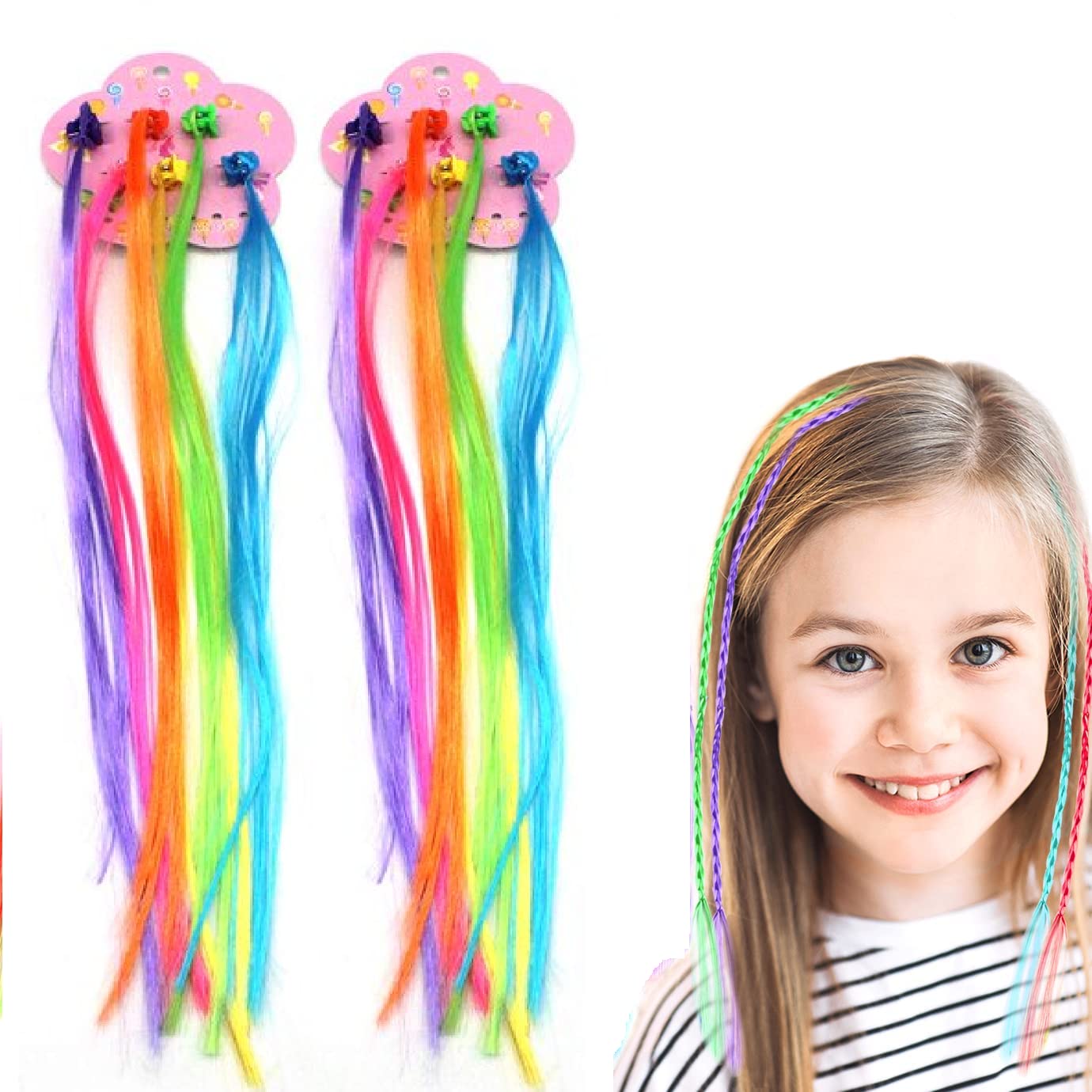 Kids Hair Extensions Braids With Claw Clips Colored Girls Braid ...