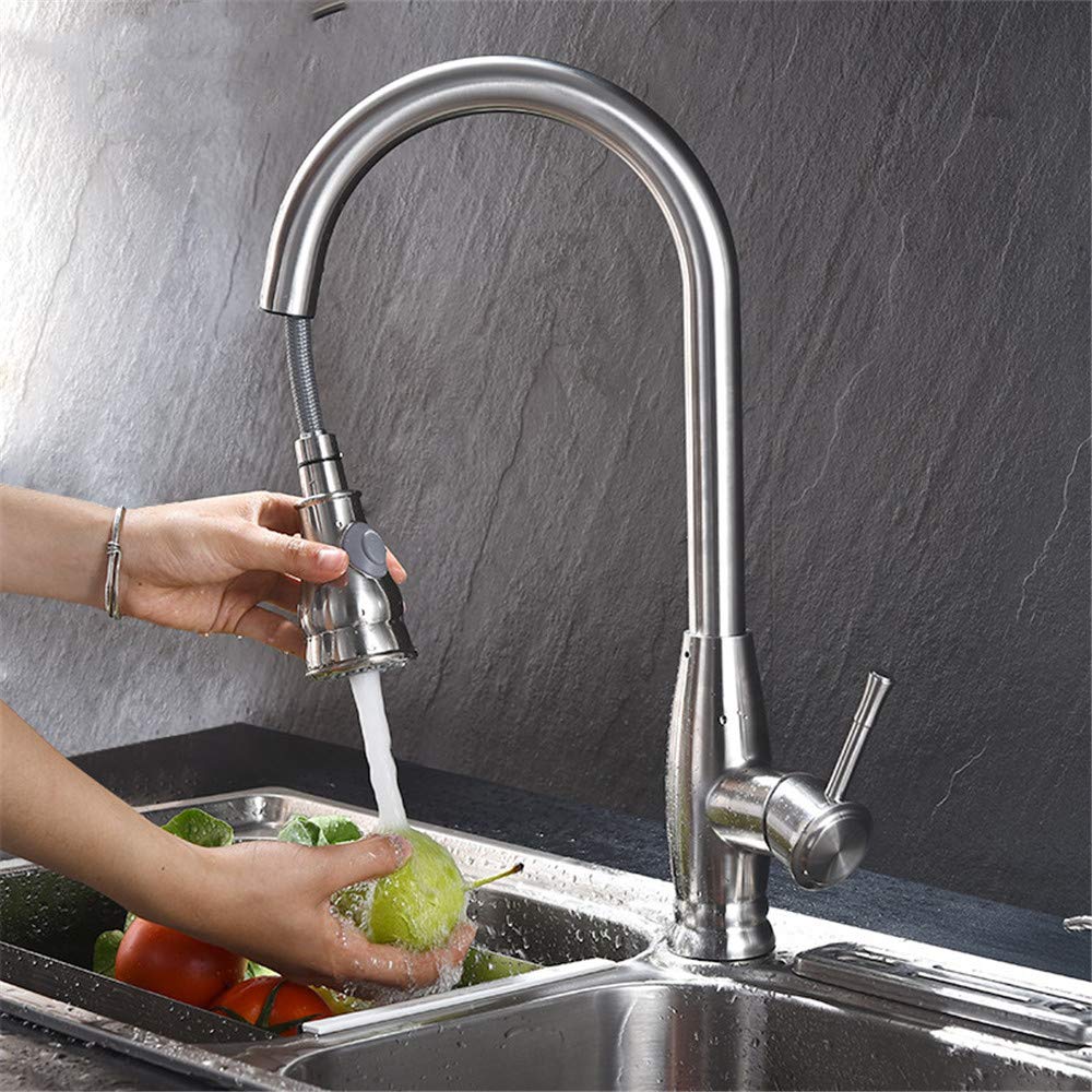 CHENF kitchen tap Great Pull Up Down Out Flexible Brass Kitchen Chrome ...