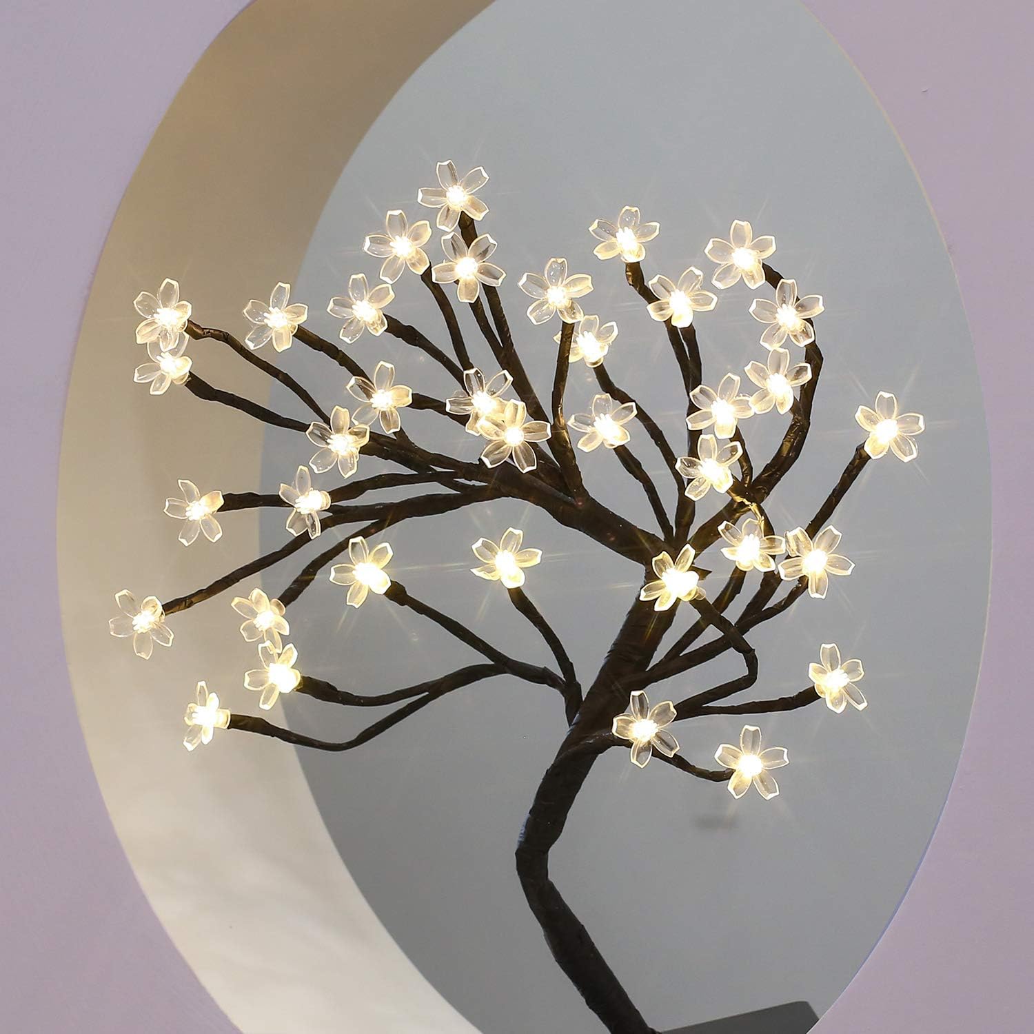 LED Tree Sakura with a white soft silicone flower and transparent ...