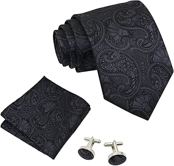 Amazon.com: Mantieqingway Men's Tie Set and Pocket Square Cufflinks ...