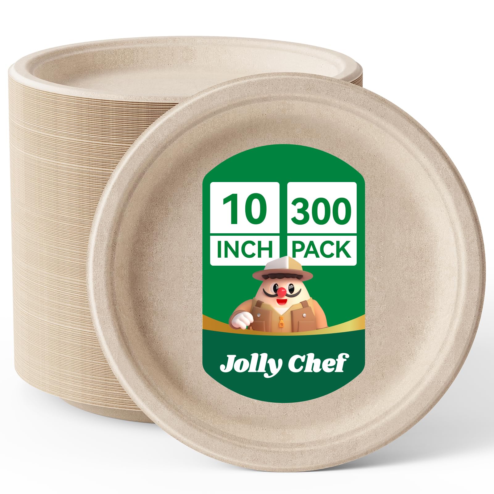 Amazon.com: JOLLY CHEF Compostable Heavy Duty Plates 10 Inch [300 Pack ...