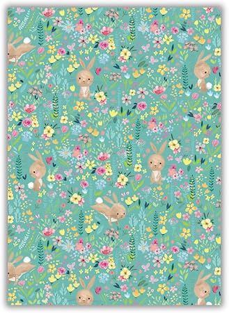 Glick Luxury Flat Wrap, Three Sheets of Bunny Meadows Wrapping Paper ...