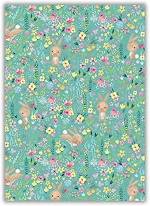 Glick Luxury Flat Wrap, Three Sheets of Bunny Meadows Wrapping Paper ...