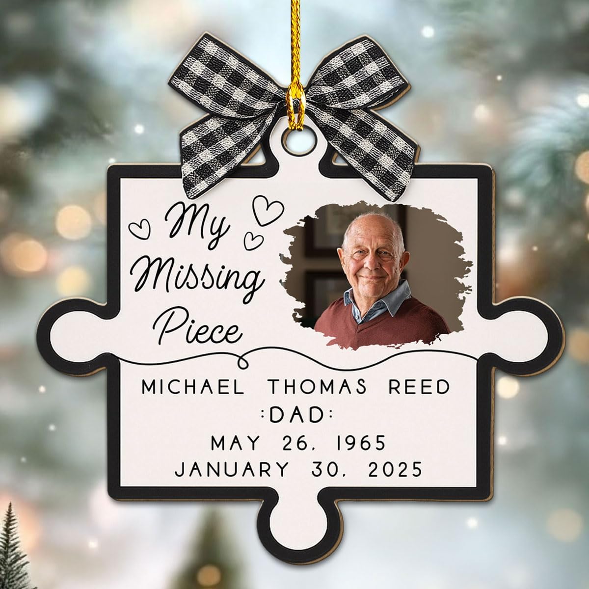 Amazon.com: Wrappiness Personalized Our Missing Piece Wood Ornament ...